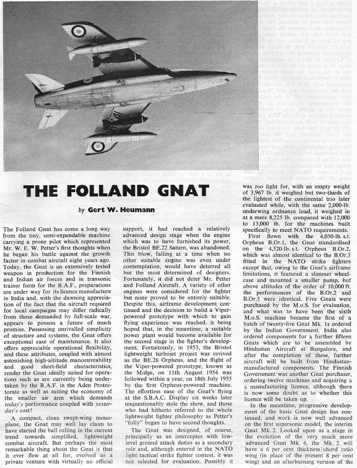 Folland Fo 141 Gnat Article – All Aero