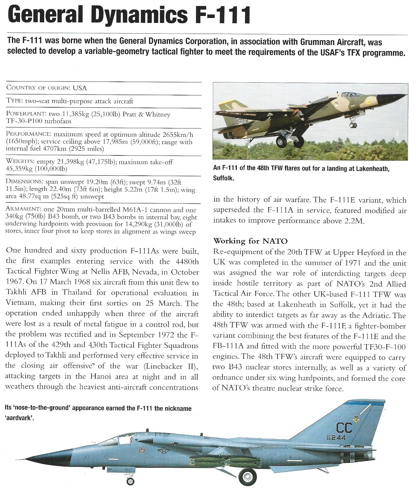 General Dynamics F-111 Article – All Aero