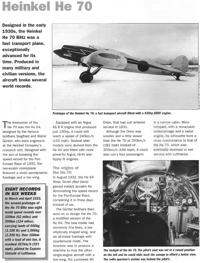 Heinkel He 70 Article – All Aero