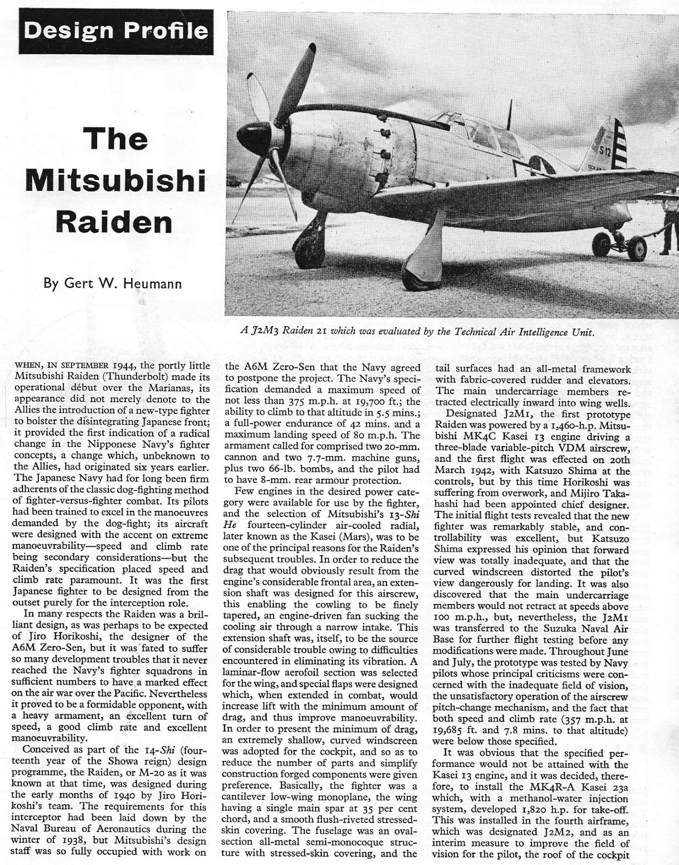 Mitsubishi J2M Raiden Article – All Aero
