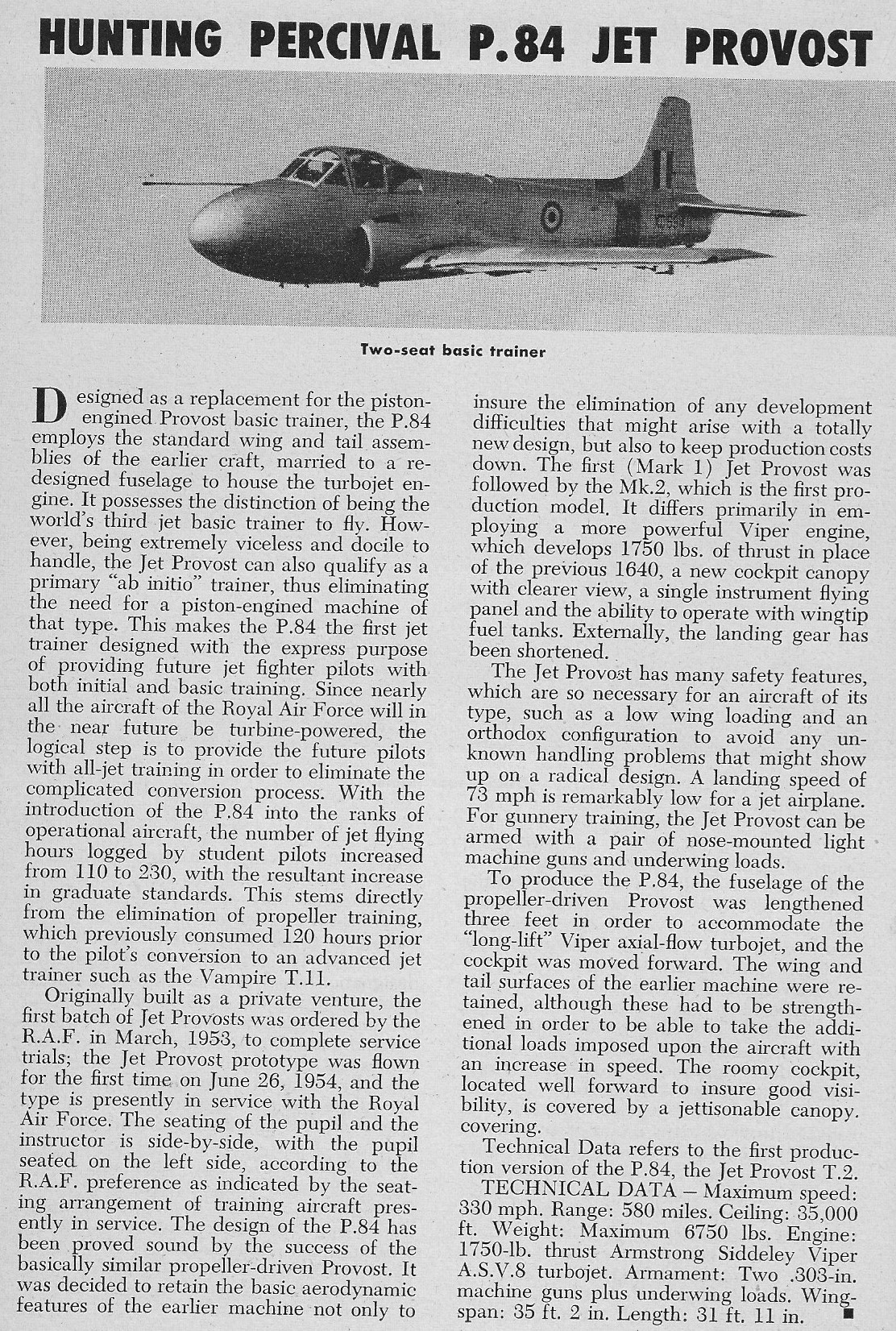 Percival P.84 Jet Provost Article – All Aero