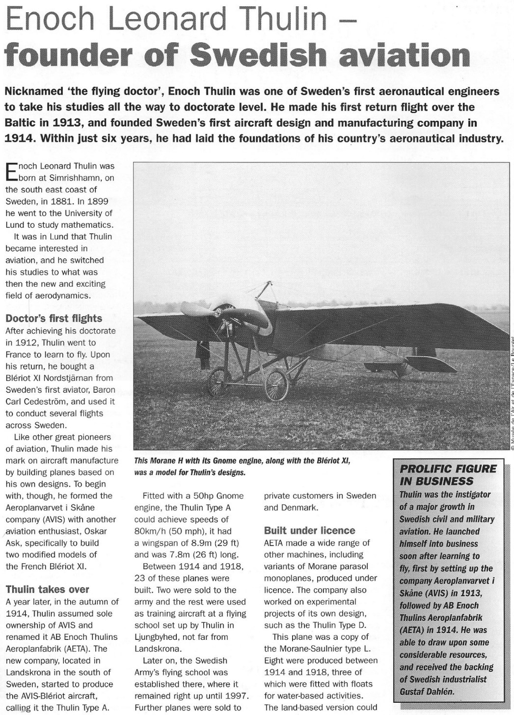 Enoch Thulin Article – All Aero