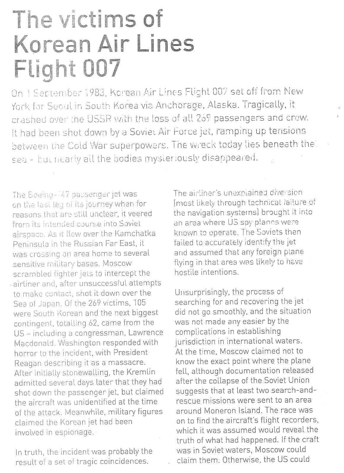 Korean Air Lines Flight 007 Shoot-down – All Aero