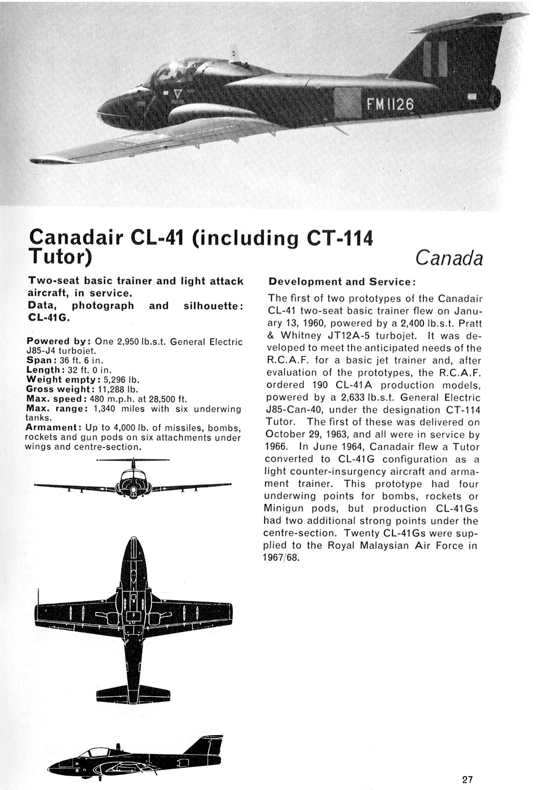 Canadair CL-41 Tutor Article – All Aero