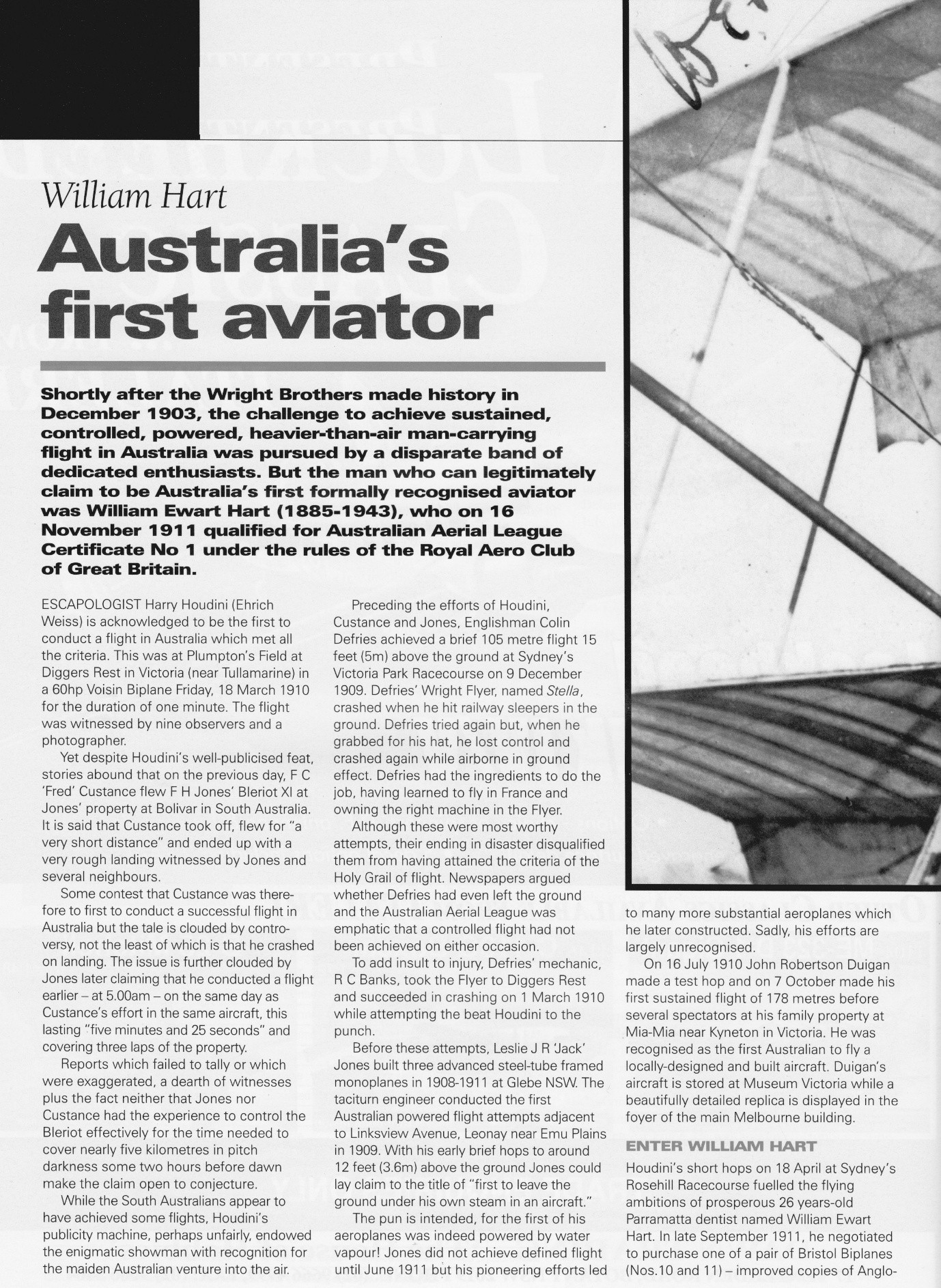 Hart, William Ewart – Australia’s first aviator – All Aero