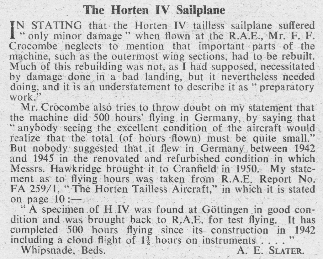 Horton H IV Article – All Aero