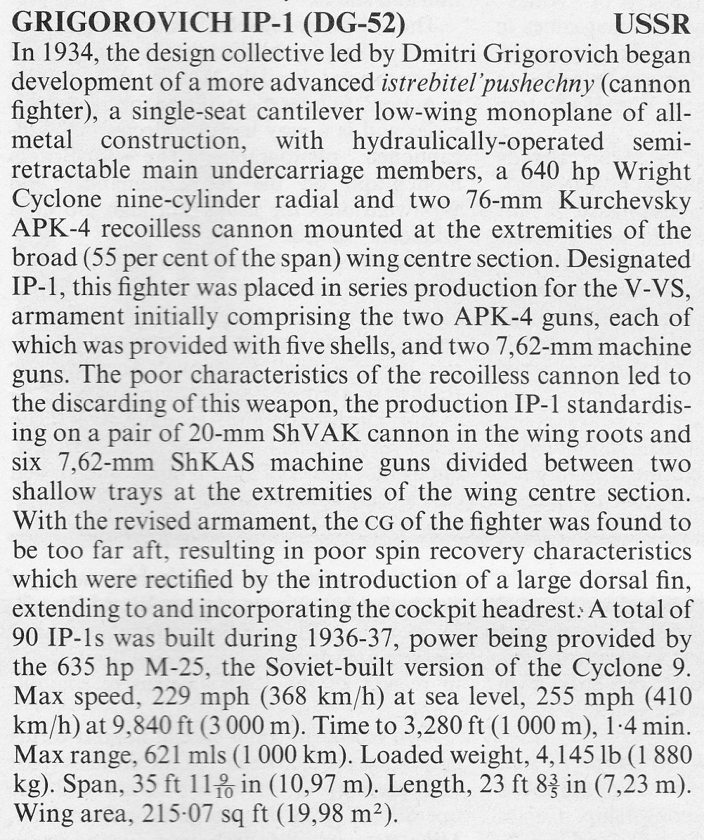 Grigorovich IP-1 / DG-52 Article – All Aero